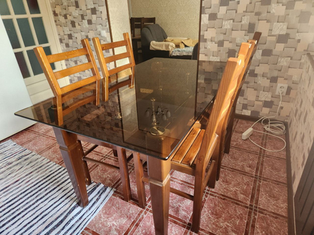 Стол кухонный, стеклянный, + 4 стула
