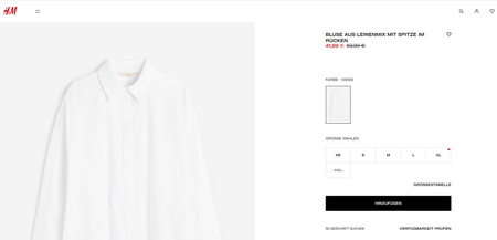 Новая рубашка лен с кружевом на спине H&M, размер XL (54/58)