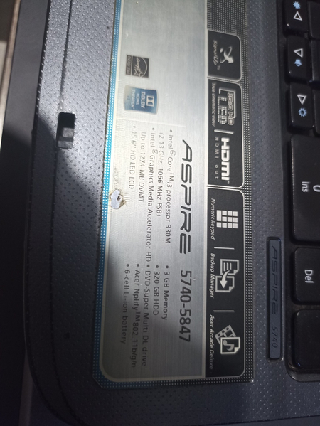 Acer Aspire 5740 Core i3