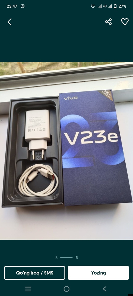 Vivo v23e yangi 8+4|128 abmen iphon xs dan tepasiga kelishamiz