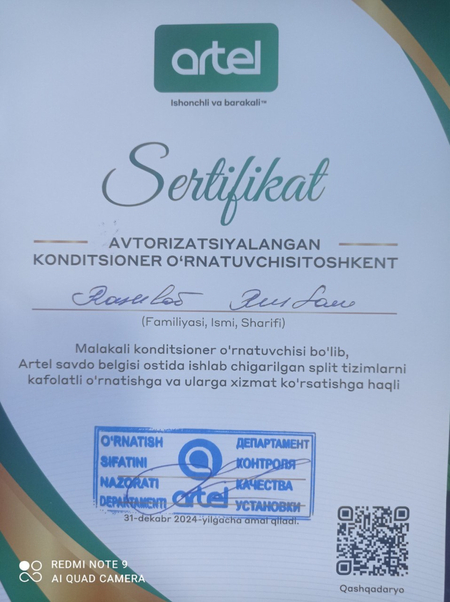 Konditsionerlarni o'rnatish Установка Кондиционеров