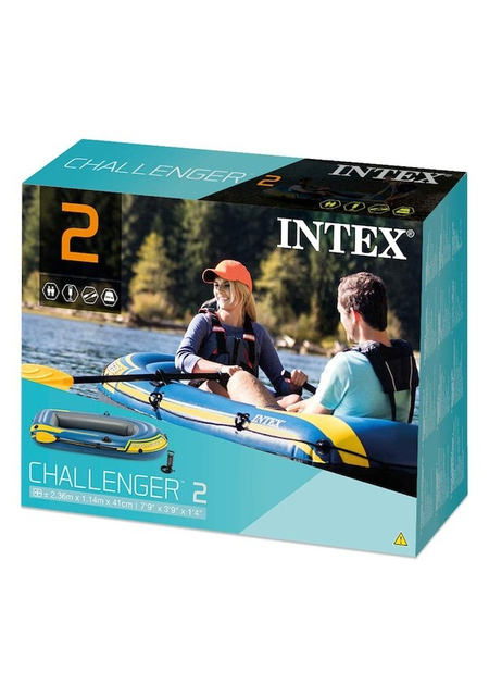 Надувная лодка двухместная INTEX  2.36×1.14×41см достафка беспла