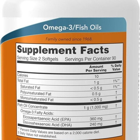 NOW Supplements, Мини-гели с омега-3, 180 EPA/120 DHA,