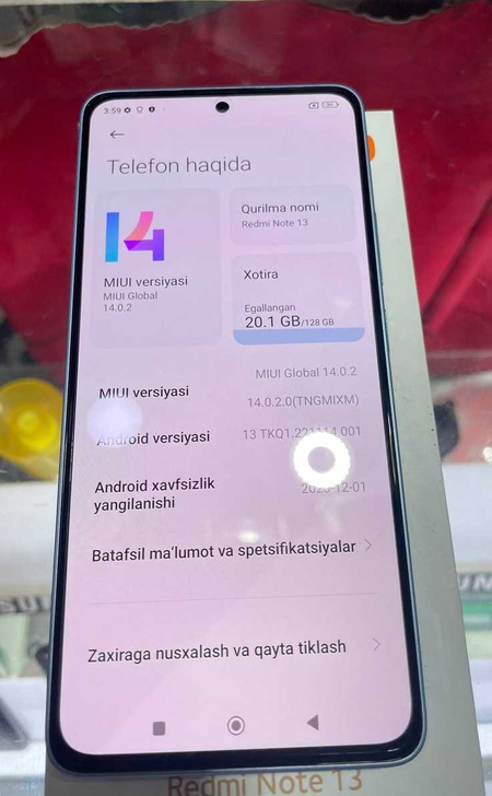 Redmi Note 13 Holati Ideal Yangide Korobka dokument