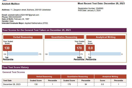 Matematika fani Milliy sertifkat va attestatsiya(offline), GRE kursi