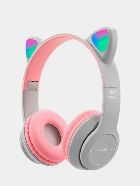 Беспроводные Bluetooth наушники  светящимися ушками