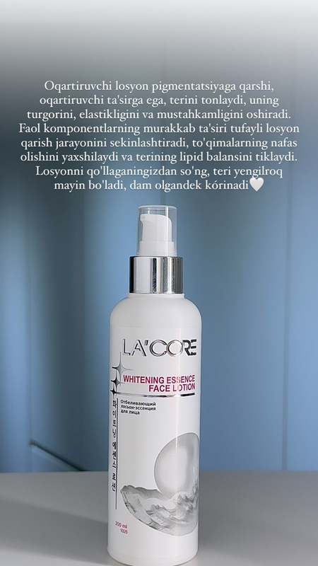 La'coredan super oqartiruvchi nabor kelishamiz