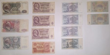 Cccp Tangalar va qog'oz pullar