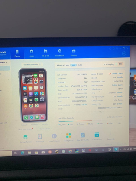 iphone xs max 82% 64gb