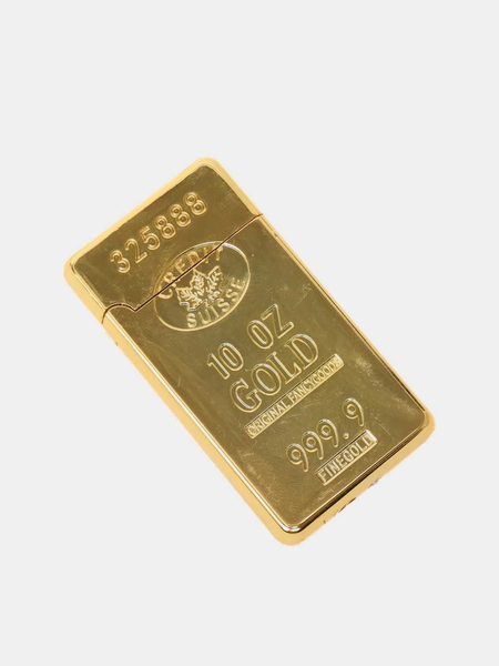 Современная зажигалка газовая GOLD 99,99 голд олтин золота жёлтый