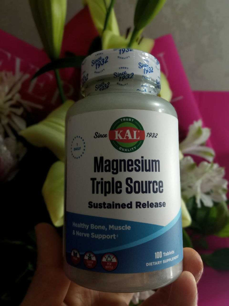 KAL, тройной источник магния, 500 mg в одном таблетке, 100 таблеток