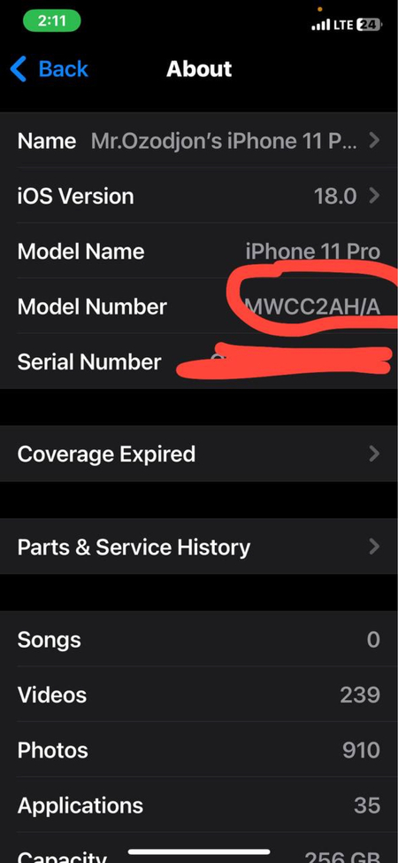 Iphone 11 pro 256