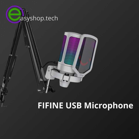 FIFINE USB микрофон для стримов + комлект(попфильтр и держатель)