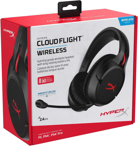 HyperX Cloud Flight   до 30 часов, работает с ПК, PS4 и PS5