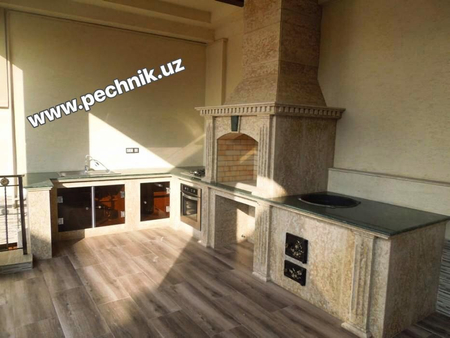 Кладка барбекю, очагов, камина и их облицовка мрамором и гранитом.