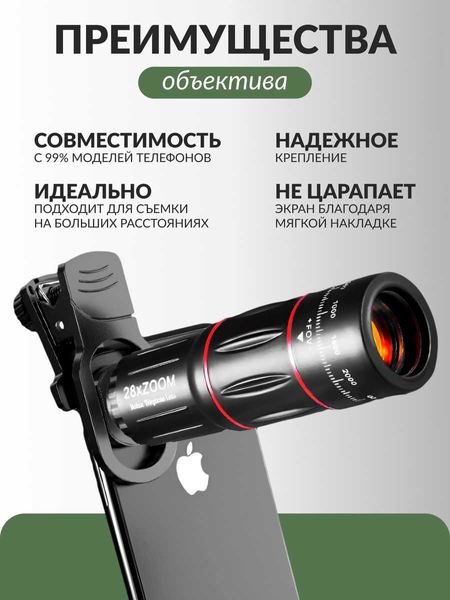 Телескопический объектив для телефона с увеличением