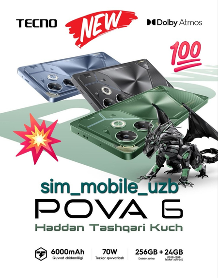 Tecno Pova 6  2024 New Super Skidka+Garantiya+Dastavka