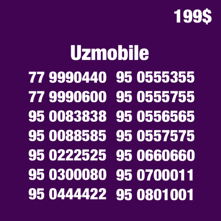 Uzmobile chiroyli qold raqamlari/Красивые золотые номера Узмобайл