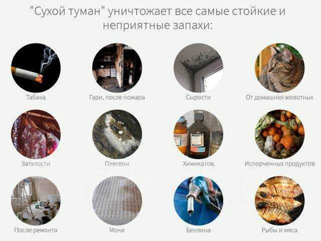 Услуги по удалению запахов. Сухой туман. Качественно.