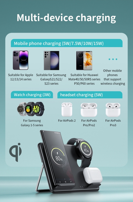 Hoco CQ1 Док-станция 3 в 1 Magnetic 30W Samsung S22 23 galaxy watch