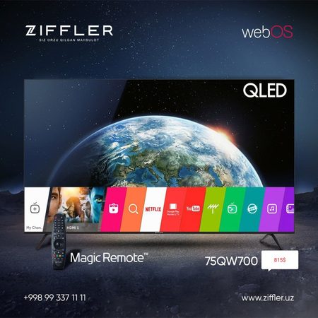 Телевизоры ZIFFLER WEBOS 2024 madel 
По оптовой цене екран 4к QLED 
55
