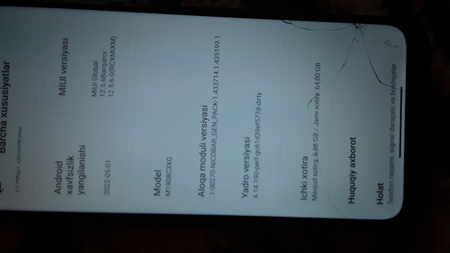 Redmi note 8 t puli 700 ming ekran alishgan