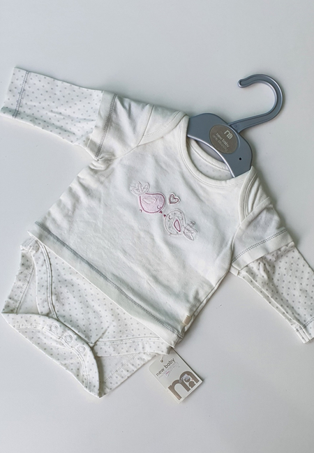 Нежный боди с рукавом Mothercare new baby на новорожденного