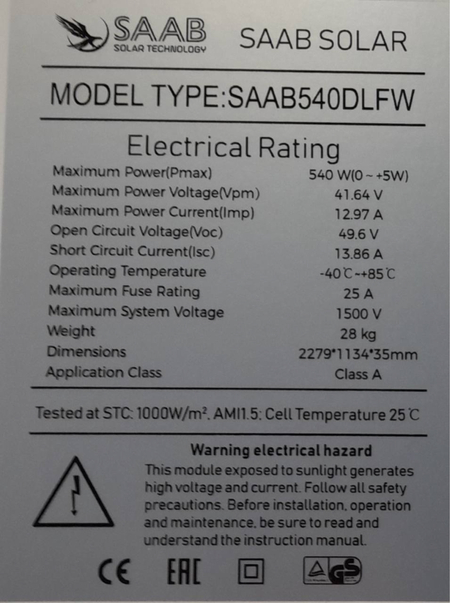 540W Солнечный панели 24 в для 220 в 380 в бренд SAAB