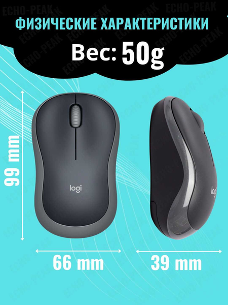 Беспроводная компьютерная мышь, бесшумная, Logitech m185, Bluetooth