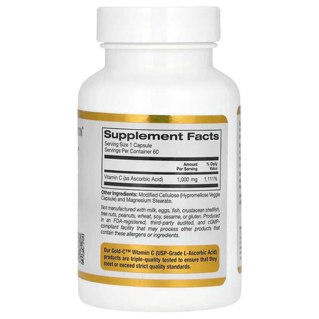 Доставка по Ташкенту! California Gold Nutrition, Vitamin C, 1,000 mg,