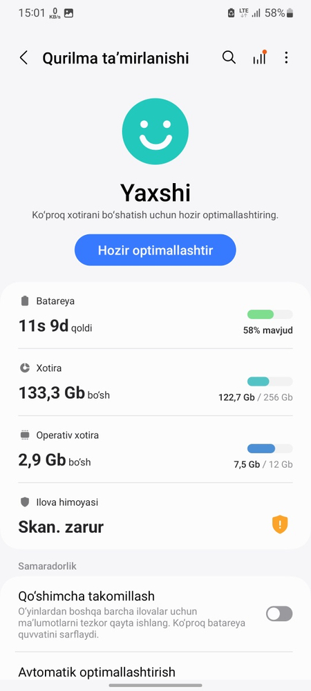 Samsung S20 plus 5G garantiyasi bor