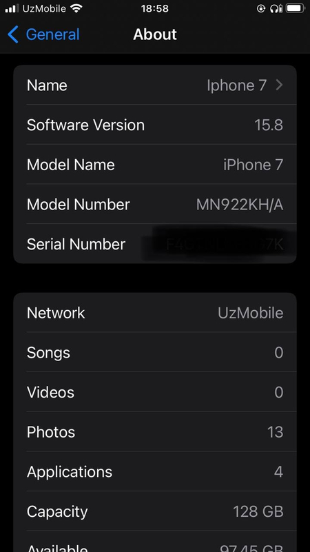 Iphone 7 128talik  1 mln sum kelwamz