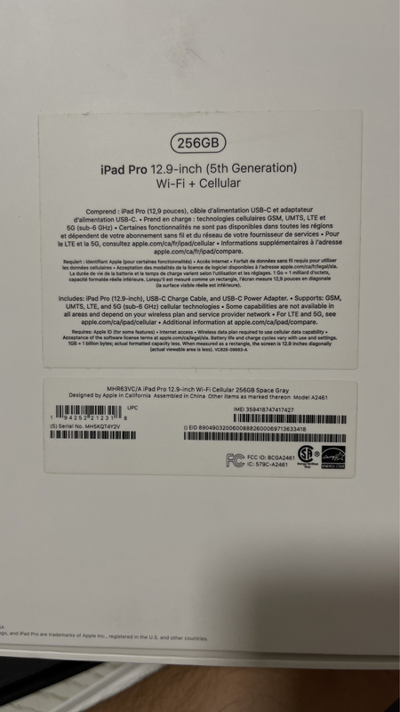 Ipad Pro 12.9-inch M1 256 Gb Sim WiFi + Cellular комплект