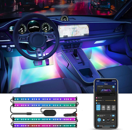 Освещение Салона Автомобиля - Govee Smart Car LED Strip Lights, RGBIC