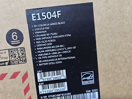 ПРОДАМ ASUS Vivobook E1504F/2024 Ноутбук Ryzen™5-7520U/8GB/512SSD/15.6