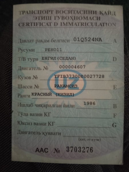 Мошина  РЕНО сотилади 2400$