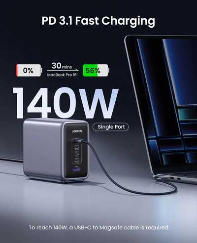 UGREEN Nexode 300W USB C GaN зарядное устройство-5 портов