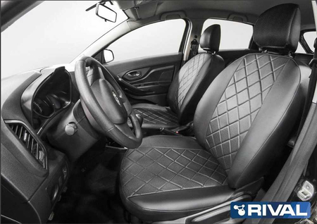 Чехлы Rival Ромб для Lada Xray (Х-рей) 2015-н.в., эко-кожа, черные.