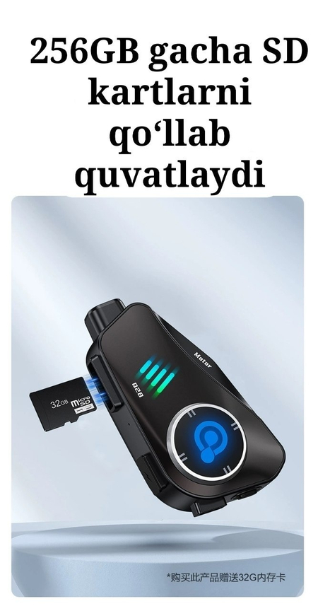 Moto shlem uchun naushnik va video yozuvchi