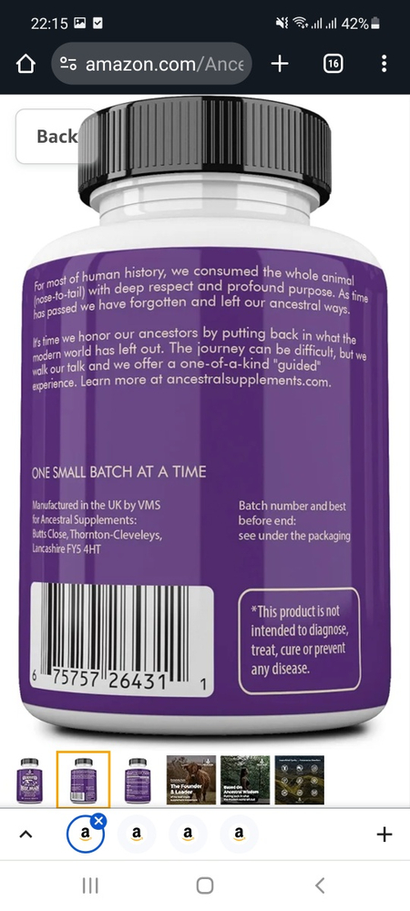 Ancestral Supplements Добавка для мозга из говядины травяного откорма