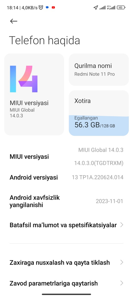 Redmi not 11 pro