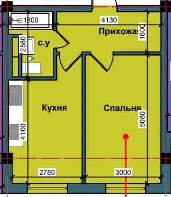 Новостройка за 17 000 у.е 1 комнатная 42м2 Назарбек (157348)