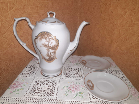 Красивый, изящный, фарфоровый чайник-кофейник,  Барановский ФЗ