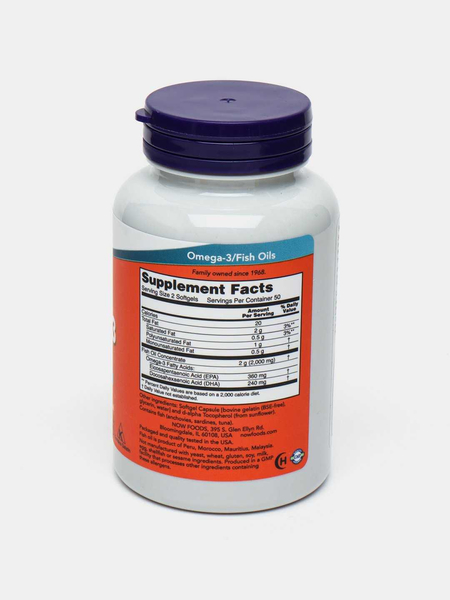 Рыбий жир с Омега-3 от NOW Foods №30/Omega-3 Baliq Yog'i NOW Foods №30