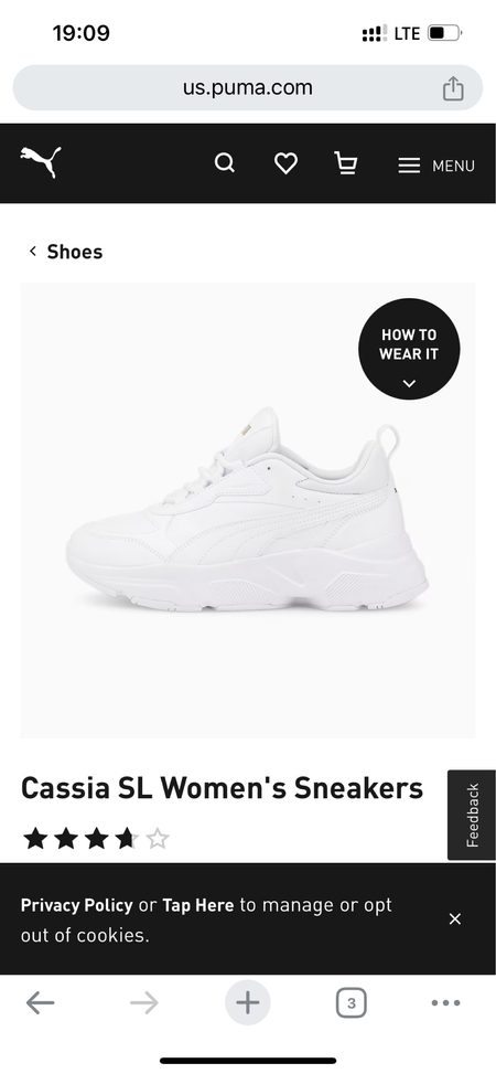 Белые кроссовки Puma