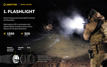 Тактический фонарь Armytek Parma C2IR Pro белым и инфракрасным светом