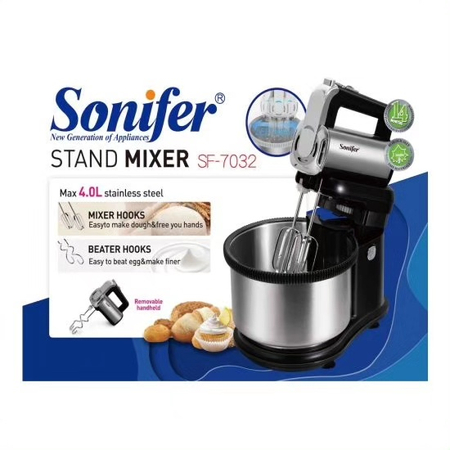 Планетарный миксер с чашкой 4литр Stand mixer mini Sonifer sf-7033