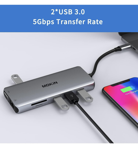Док-станция USB C с двумя мониторами двойной адаптер HDMI 12 в 1