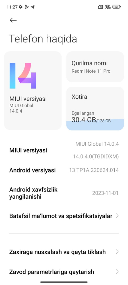 Redmi bot 11 pro 8+128 gb