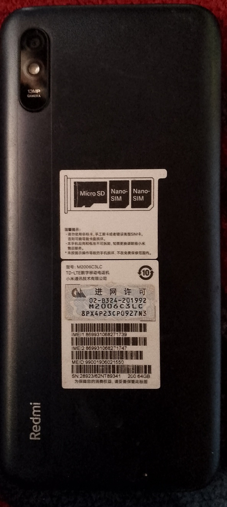 Redmi 9A xotirasi 4:64